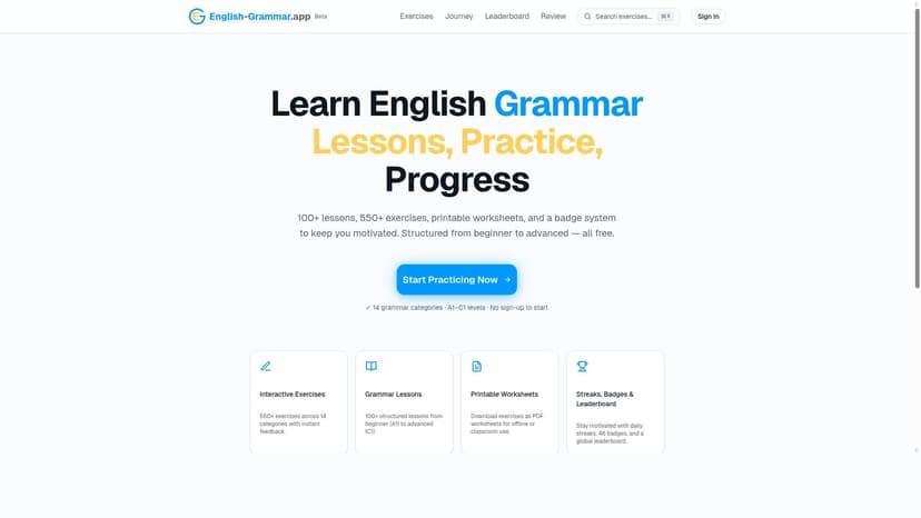 English Grammar App Review 2026 - Free Education & Learning | PoweredByAI
